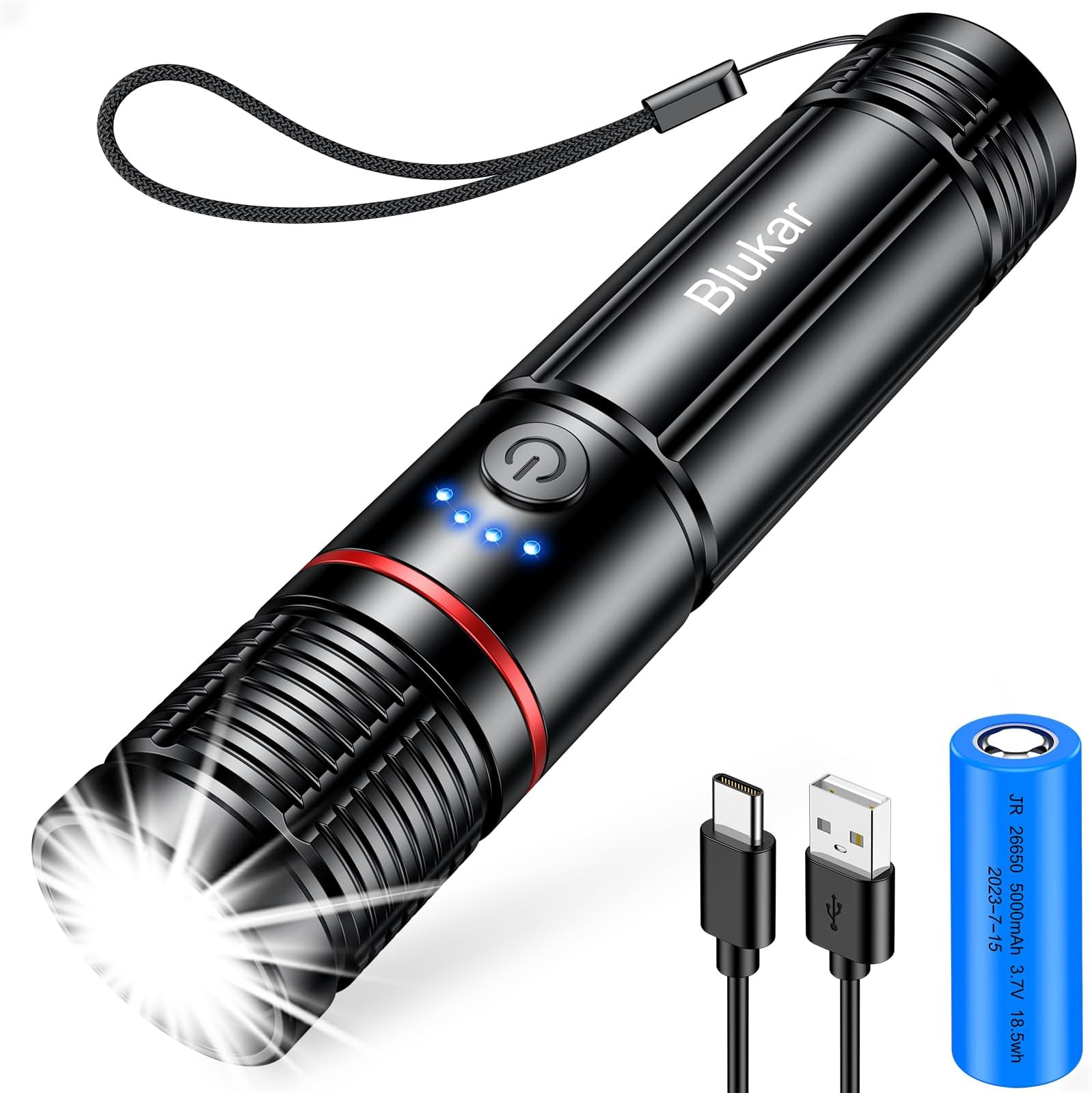 Shadowhawk Torcia LED Ricaricabile USB, 30000 Lumens Torcia LED Potente ...