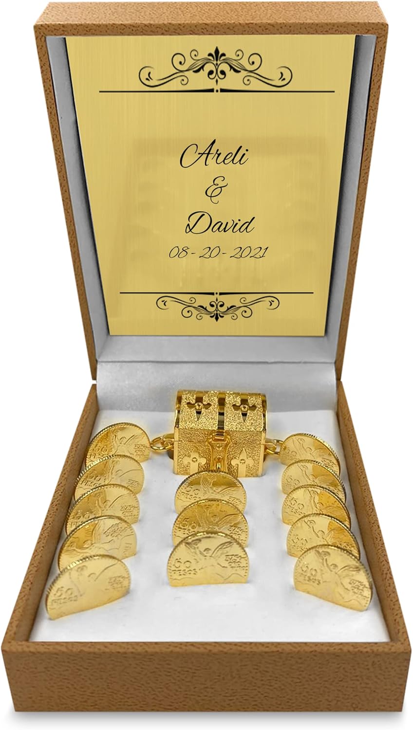 Arras de Boda - Arras Matrimoniales Con Baño de Oro de 24k con Cofre y ...