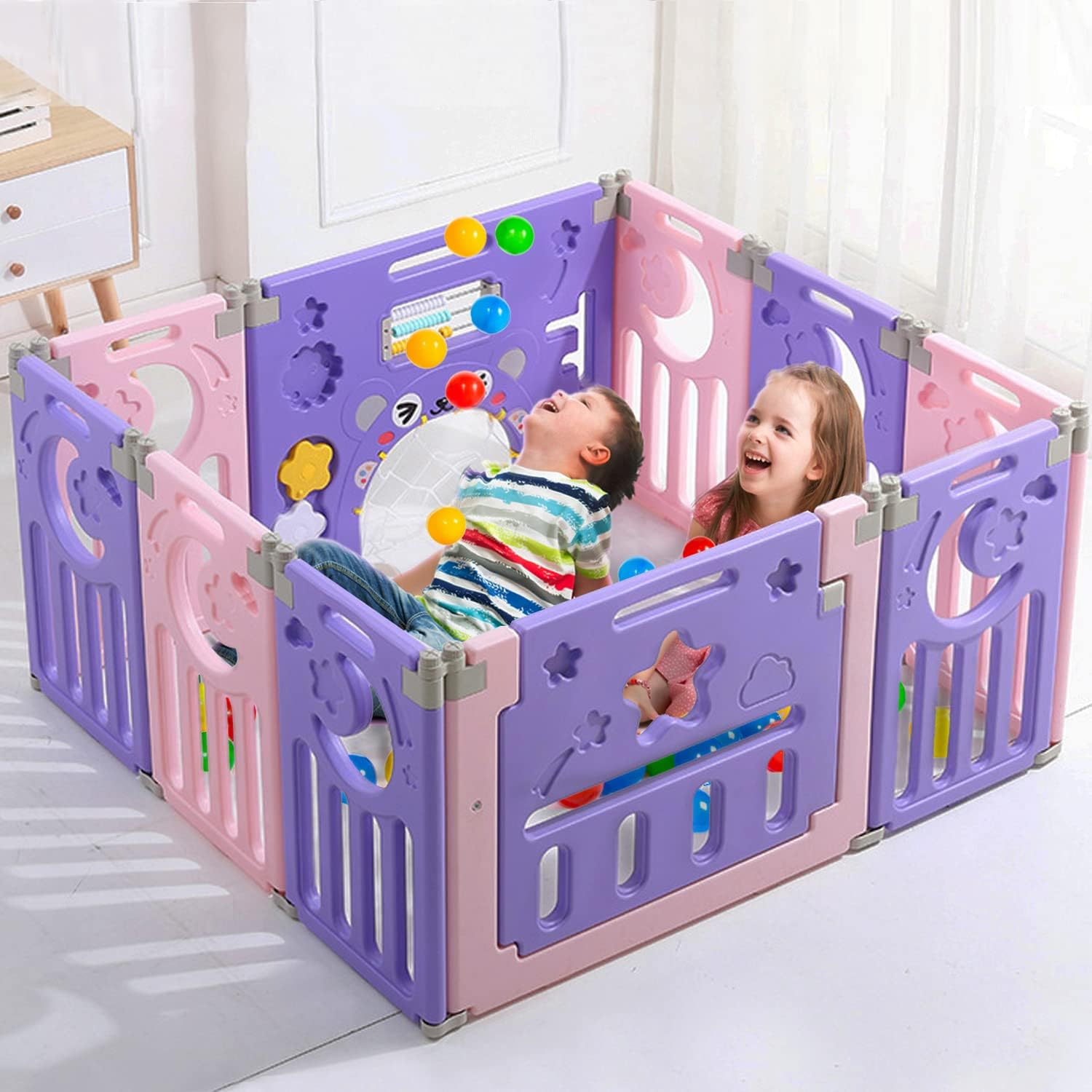 Buy Hukimoyo Playpen for Babies 16 Panel Play Area for Kids Indoor with ...