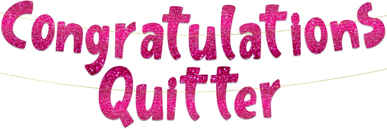 Amazon.com: Congratulations Quitter Pink Glitter Banner - Retirement ...
