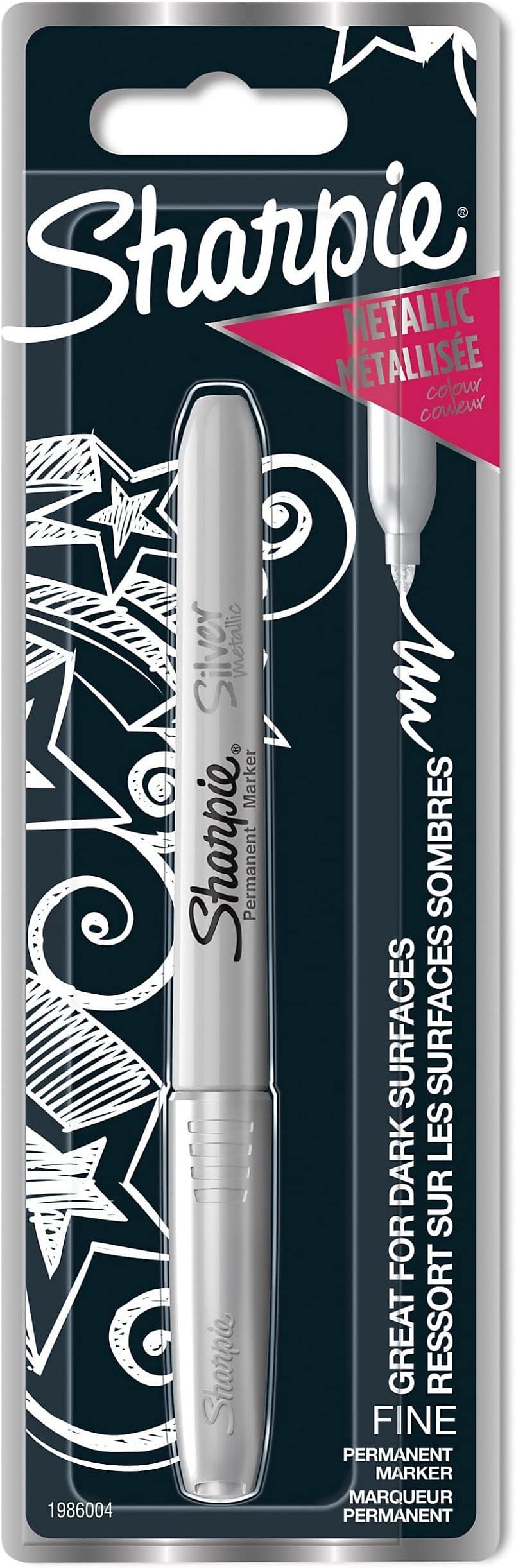 Amazon.com : Sharpie Metallic Permanent Marker | Fine Tip | Silver | 1 ...