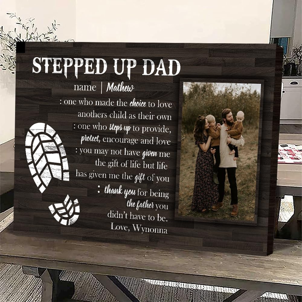 Amazon.com: Personalized Stepped Up Dad Canvas Poster, Happy Father's ...