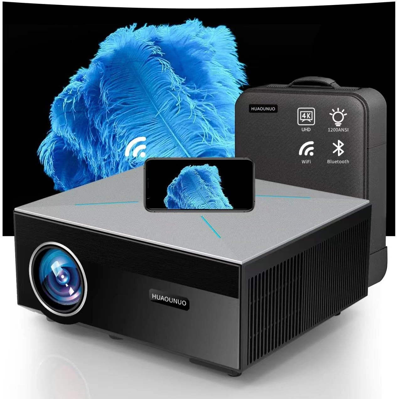 Native 1080P 5G WiFi Bluetooth Projector 4K Support.1200ANSI Movie ...