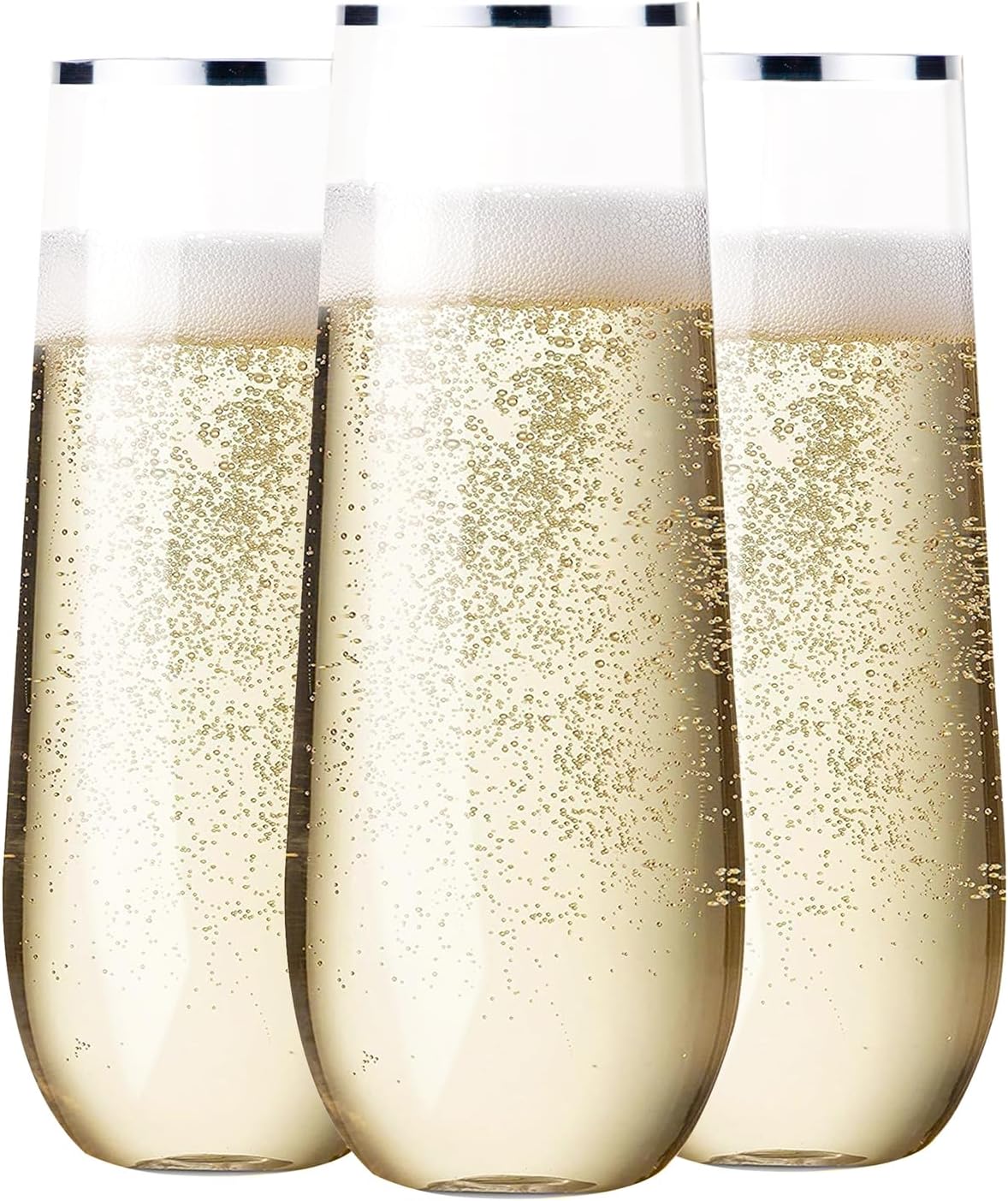 Amazon.com | Prestee 24 Pack Stemless Plastic Champagne Flutes - 9 Oz ...