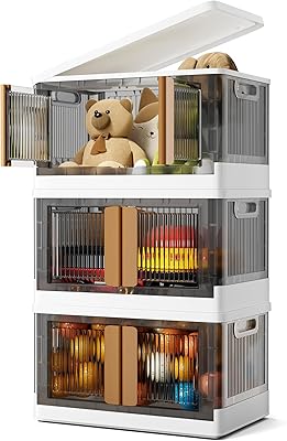 Amazon.com - Meberam 4 Pack Stackable Storage Bins with Lids, 8.5 ...