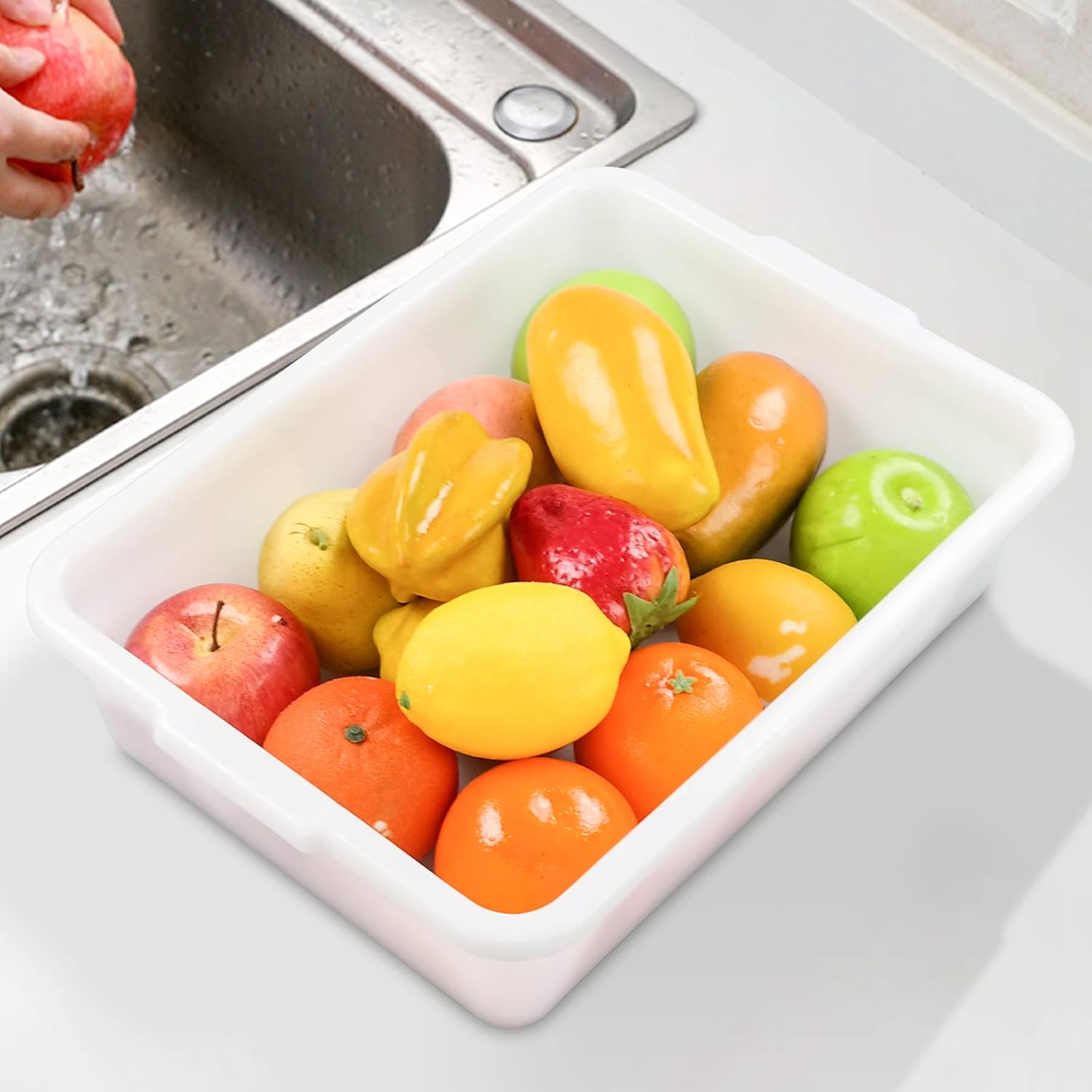 Buy Dehouse White Plastic Bus Pans, 4 Packs Food Service Bus Tubs, 8 ...