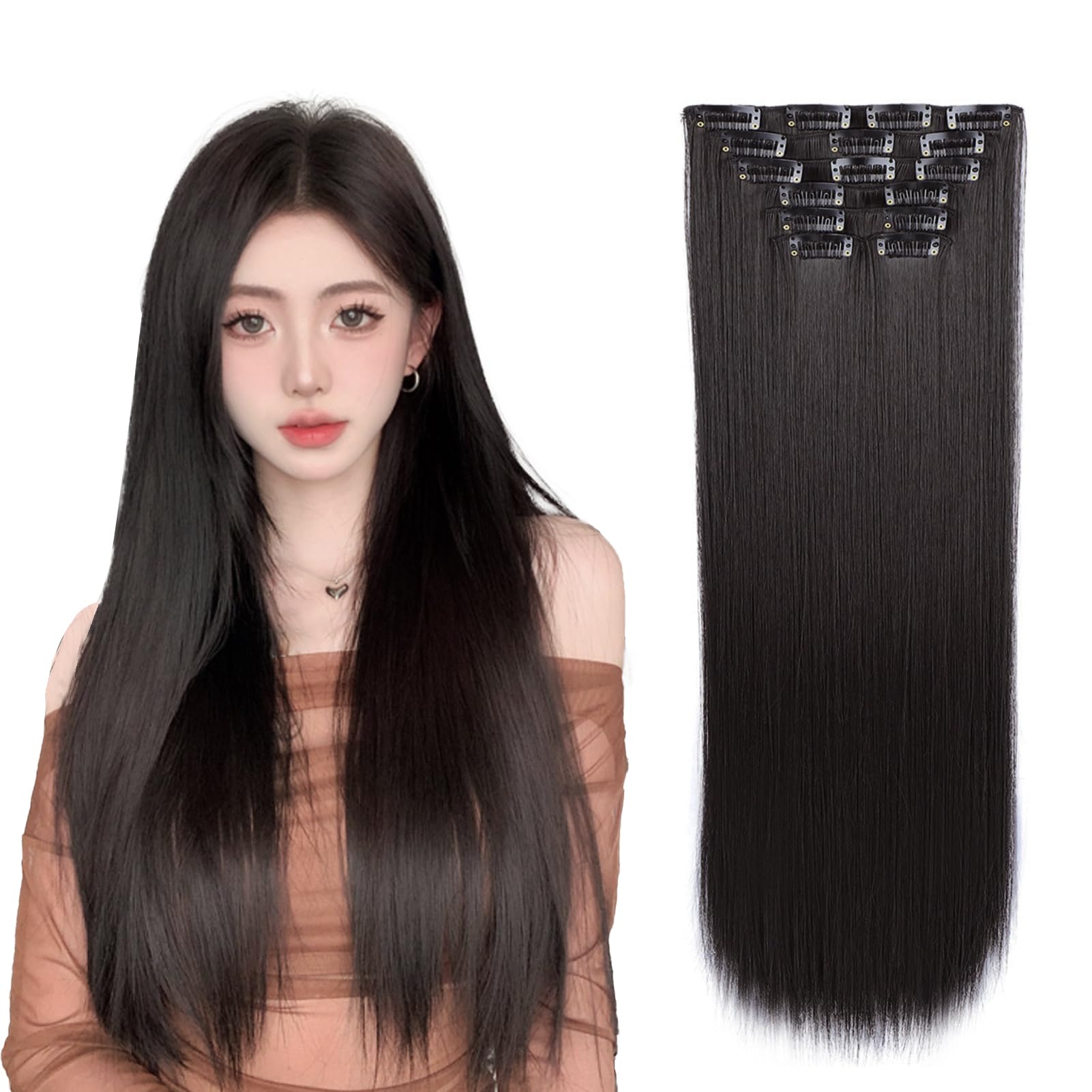 Amazon.co.jp: Paruks 襟足ウィッグ ワンタッチエクステ 7枚セット ハーフウィッグ クリップ式 エクステ サラサラ ヘア ...