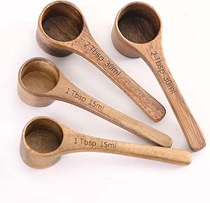 Amazon.com: 4PCS Acacia Wood Measuring Scoops - Small Wooden Scoops For ...