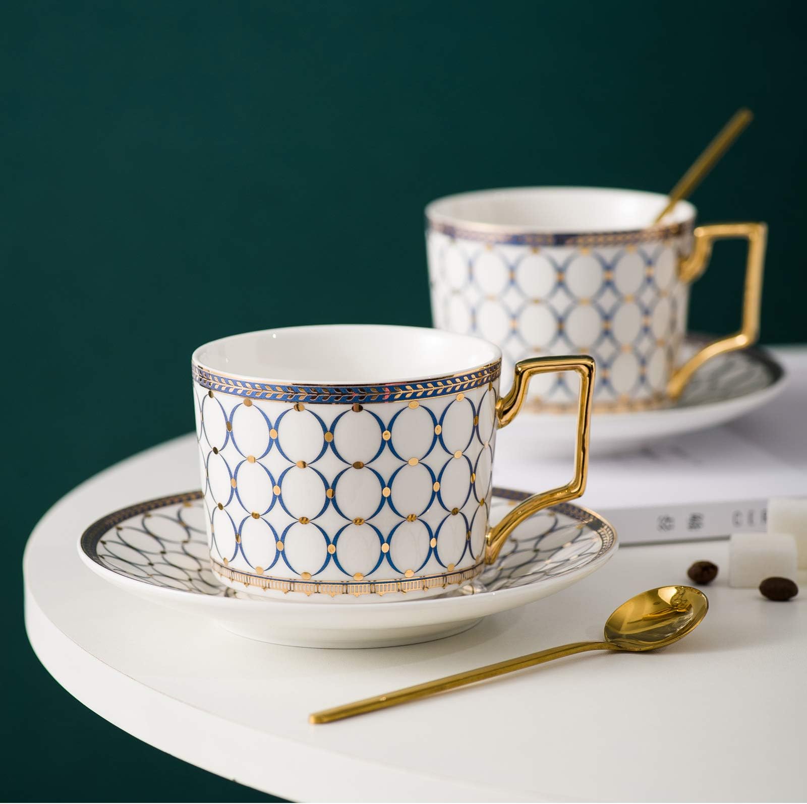 Amazon.com | Ebrima European Bone China Cup & Saucer Set, Ceramic Tea ...