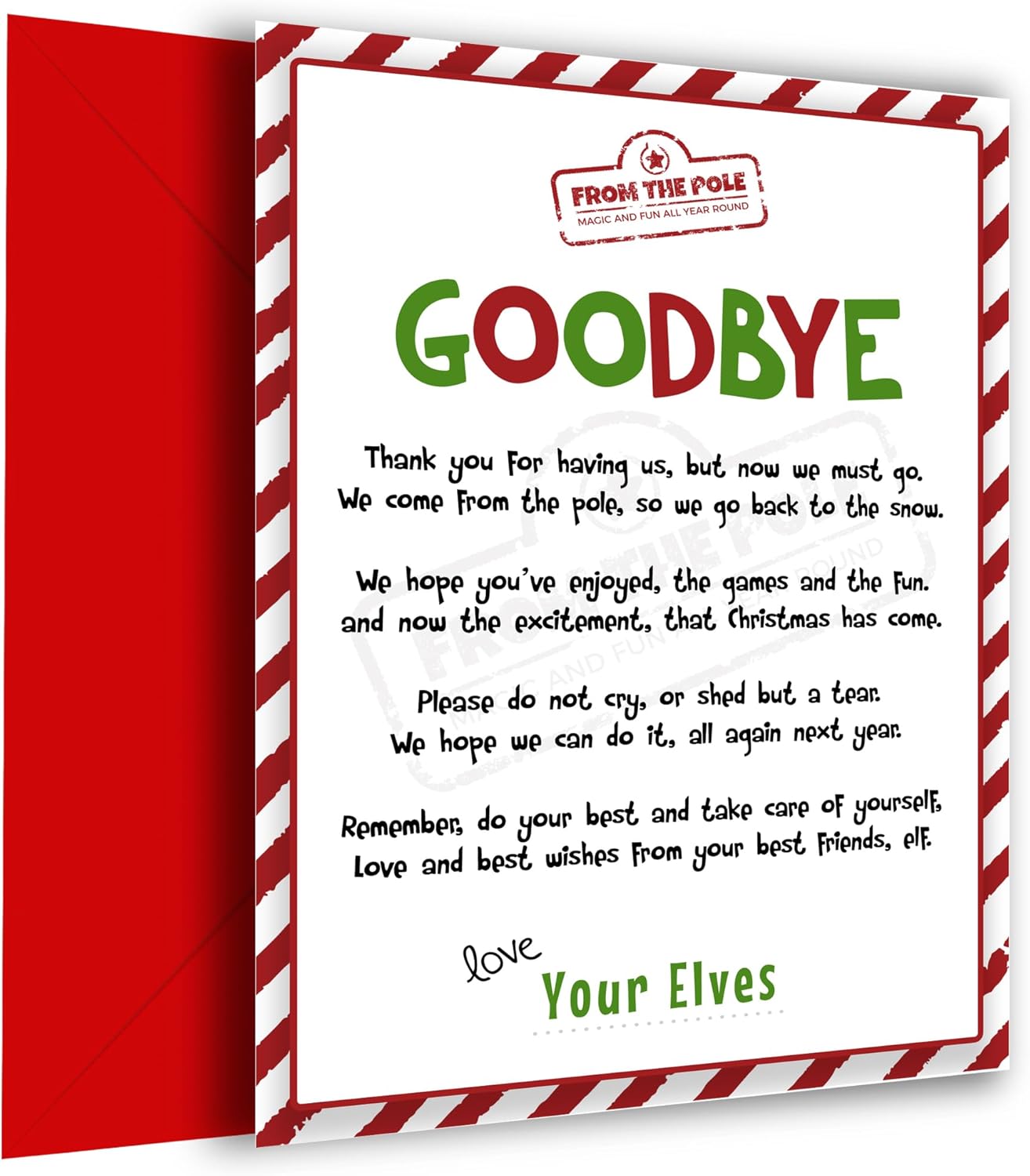 Elf Goodbye Card for Kids - Funny Elf Leaving Letter from Multiple ...