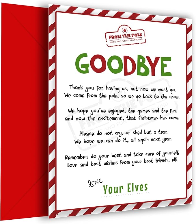 Elf Goodbye Card for Kids - Funny Elf Leaving Letter from Multiple ...