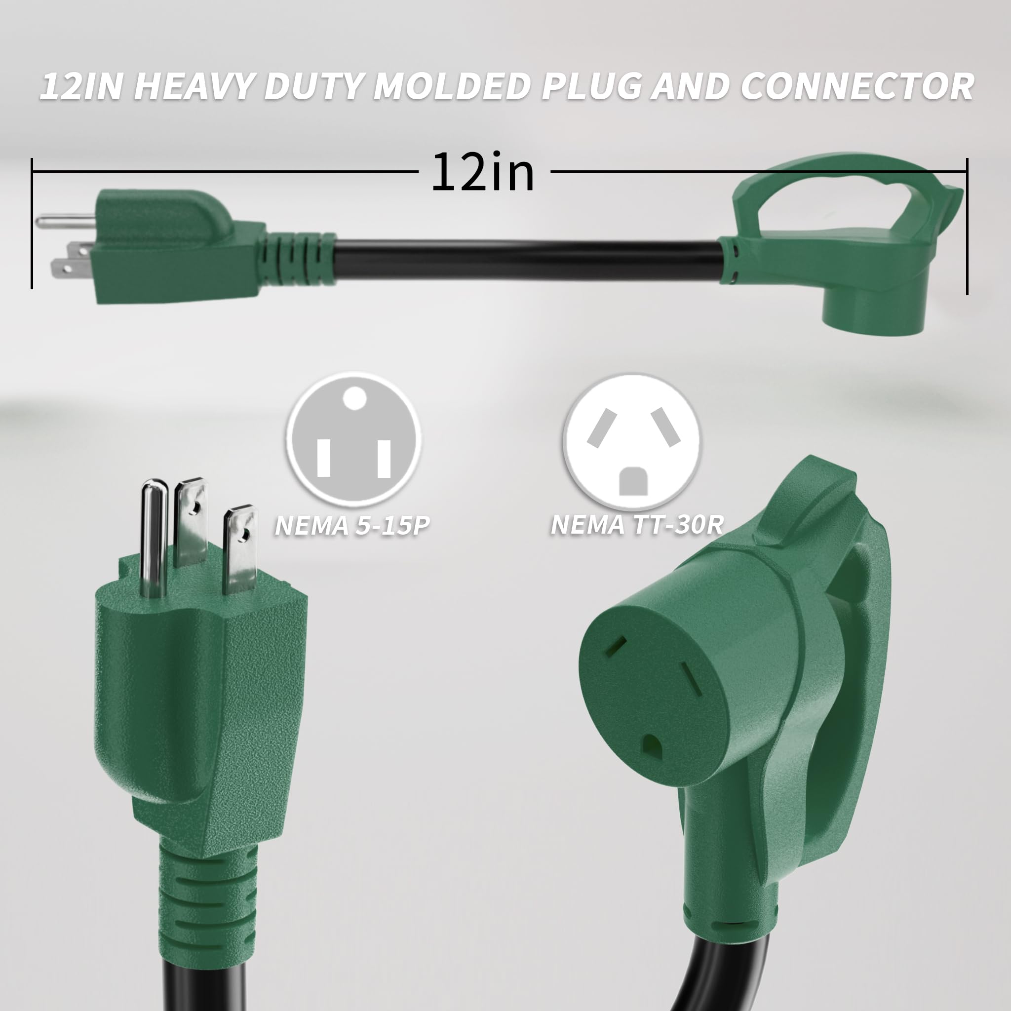 Snapklik.com : 12 Inch RV 30 Amp To 110 Adapter, 10/3 Gauge Heavy Duty ...