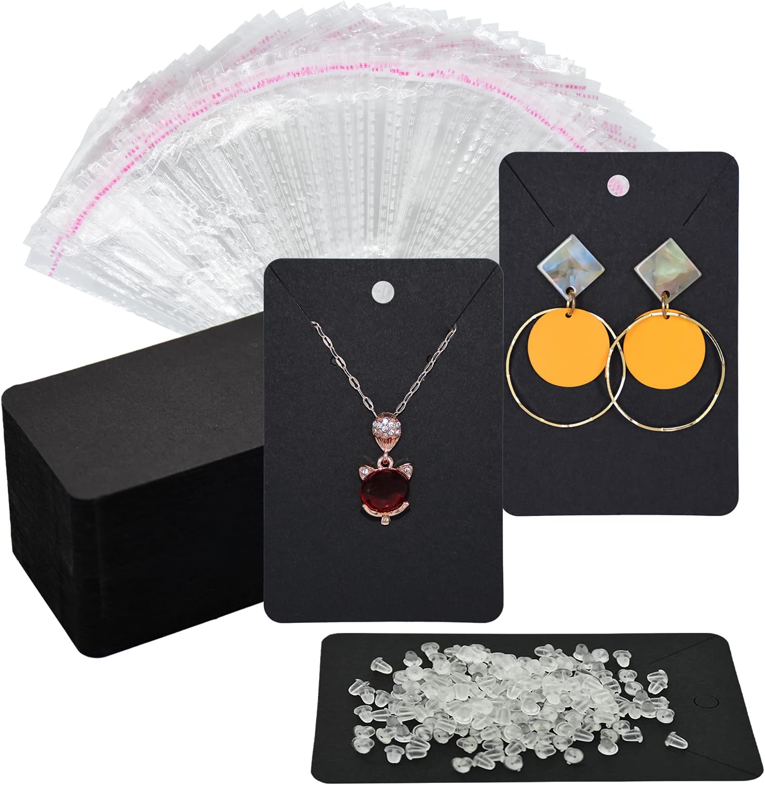 Amazon.com: Twavang Black Earring Cards for Selling Set with 100Pcs ...