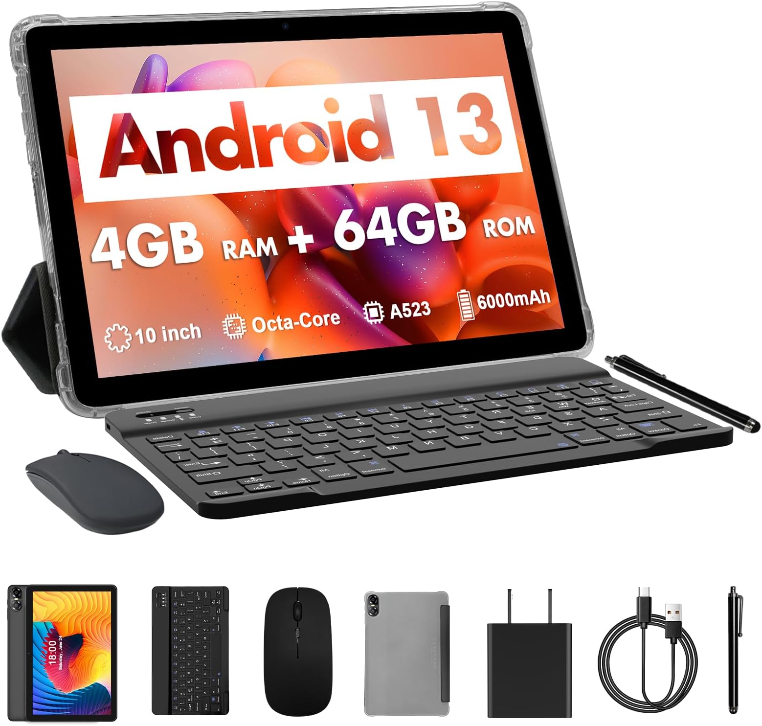 Amazon.com : 2 in 1 Tablet with Keyboard, 10 inch Android 11 Tablet ...