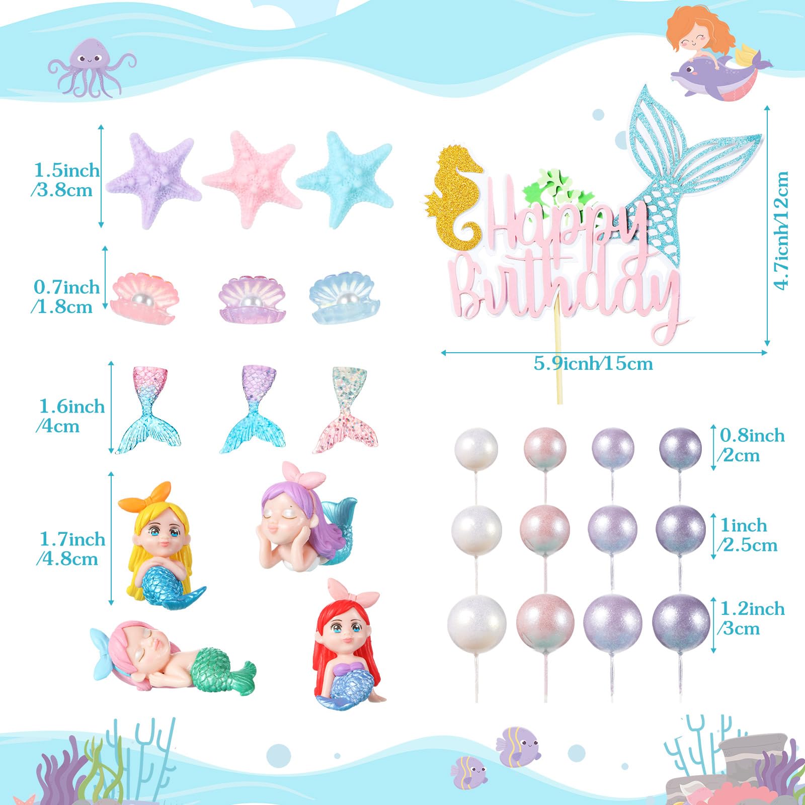 Snapklik.com : Mermaid Cake Topper Under The Sea Cake Decoration ...