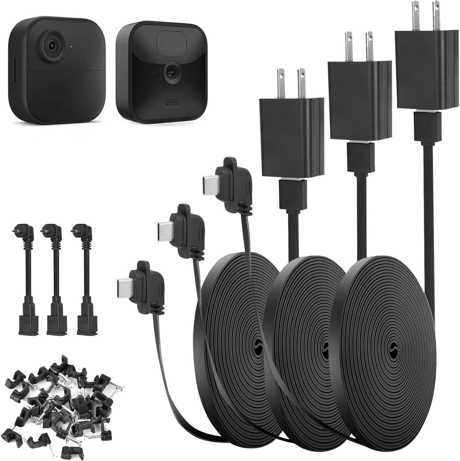 iTODOS 3Pack 10ft/3m Power Cable and Adapter Compatible with Blink ...