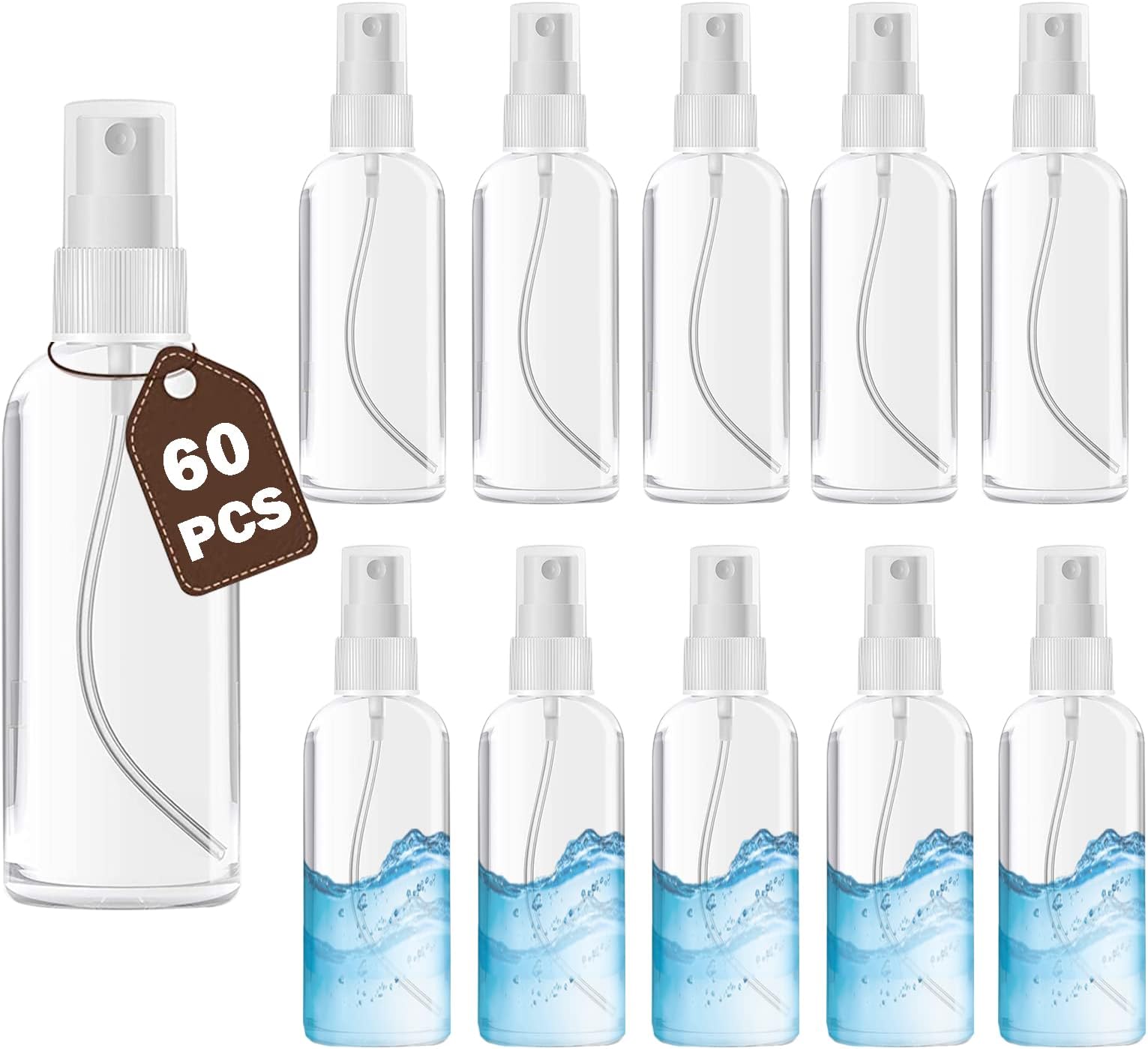 Amazon.com: SINJEUN 50 Pack Clear Plastic Spray Bottles with Caps, 4 oz ...