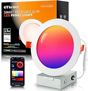 GTBriter Smart Recessed Lighting 6 inch Slim Led Recessed Light RGBCW ...