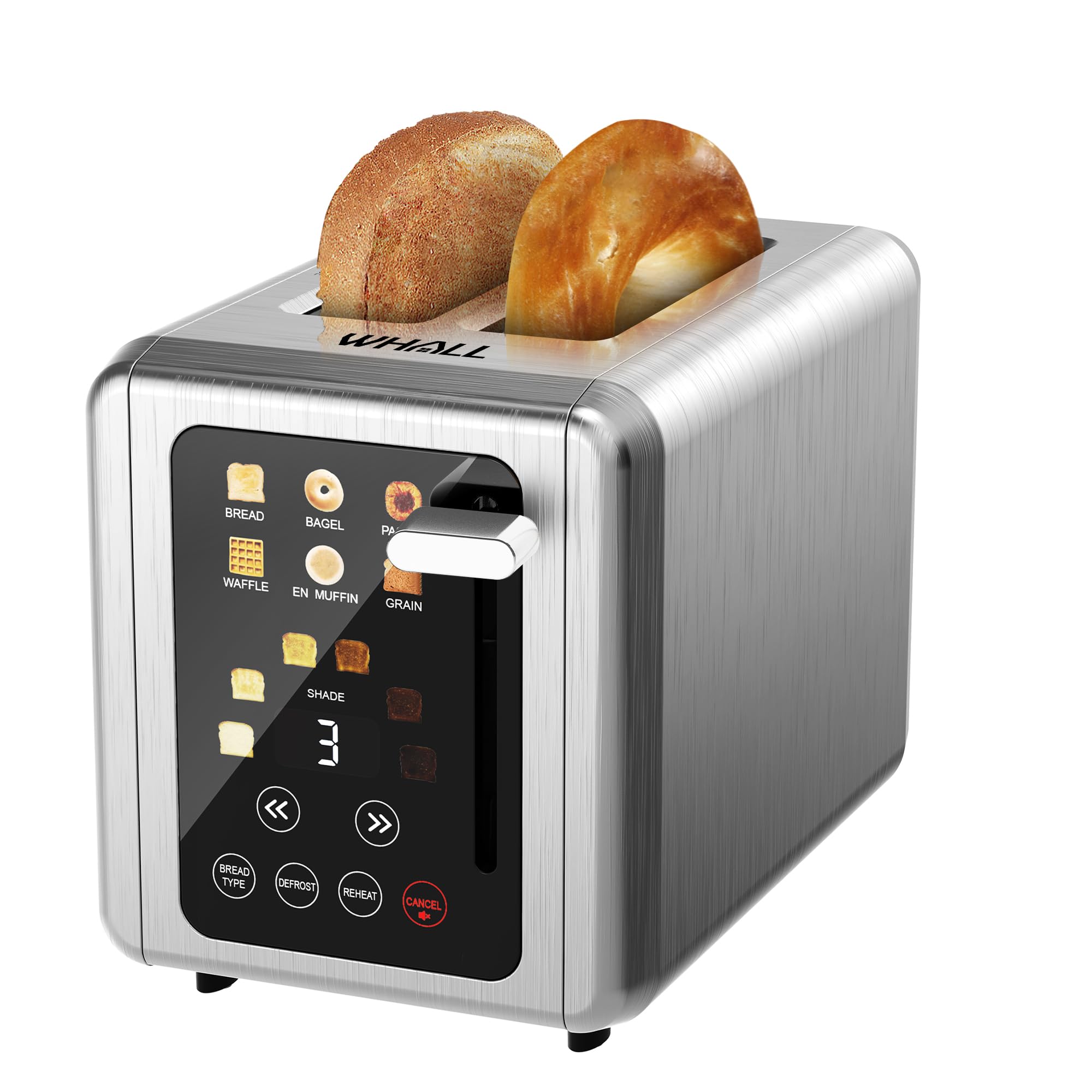 Amazon.com: WHALL Touch Screen Toaster 2 Slice, Stainless Steel Digital ...
