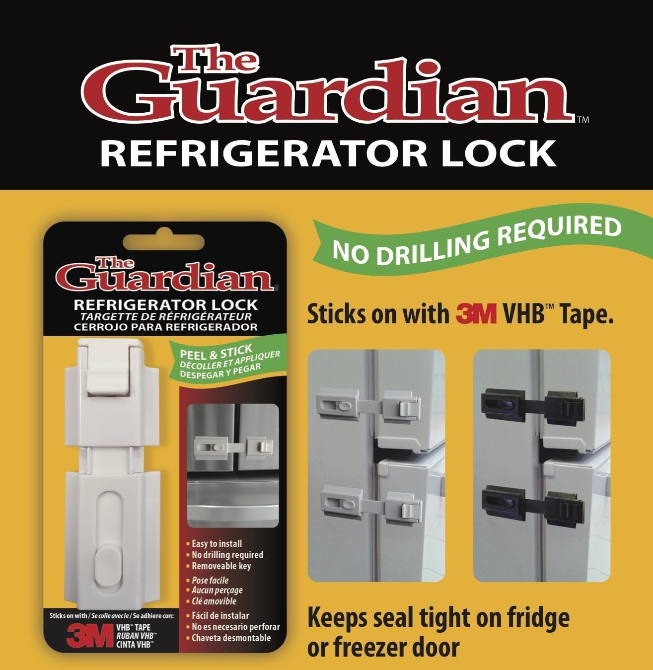 Amazon.com: Door Guardian The No Drilling Fridge Lock - White | Home ...