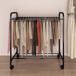 Amazon.com: Floor Standing Pants Hangers Rolling Trolley Trousers Rack ...