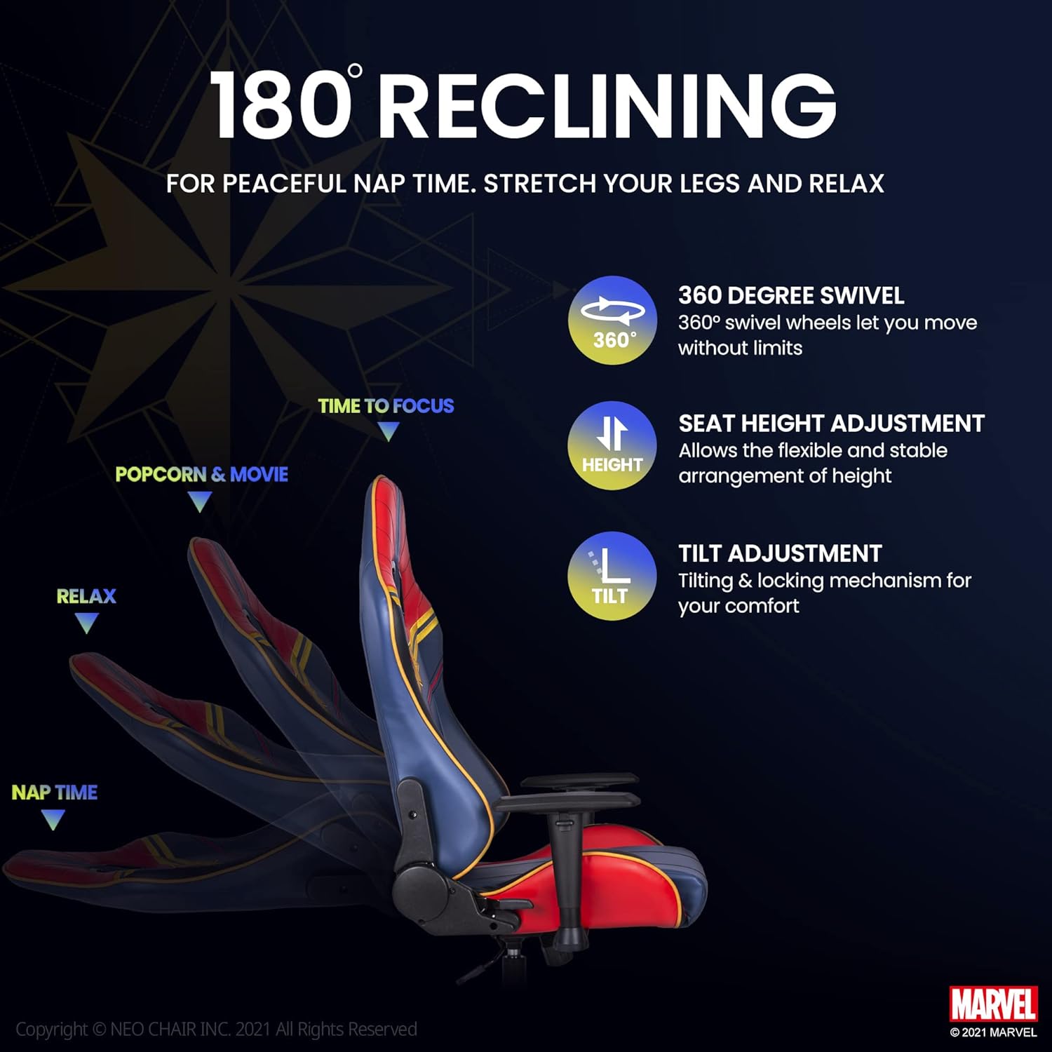 Marvel Avengers Gaming Chair Desk Office Computer Racing Chairs- Adults ...