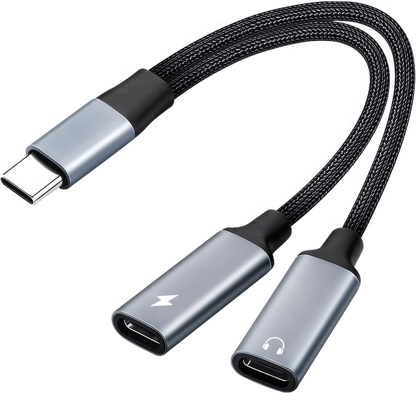 USB C Splitter, 2-in-1 Type C Audio Charging Splitter Dual USB Y ...