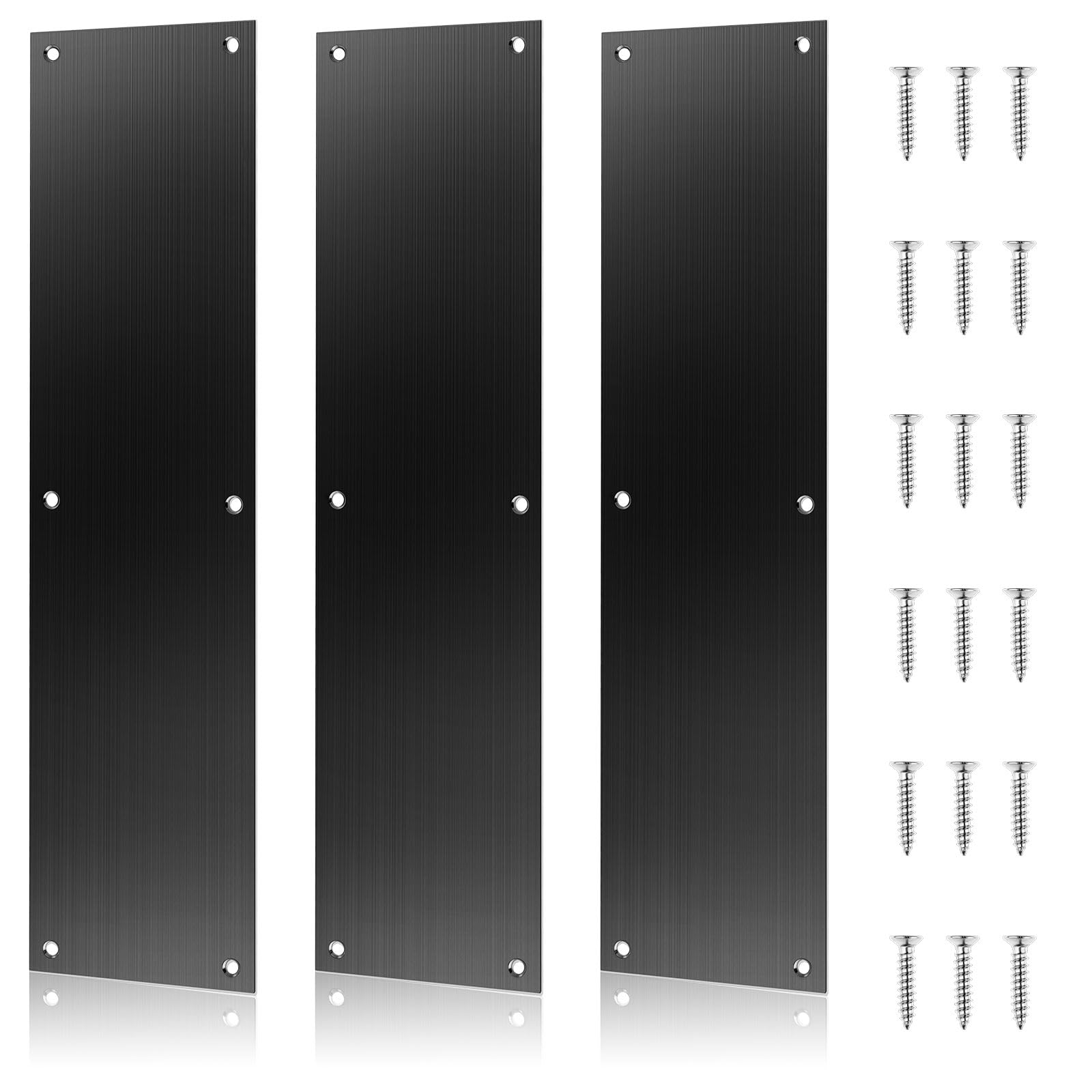 3Pcs Push Door Plate 15x3.5" Stainless Steel Door Push Plate Door Kick ...