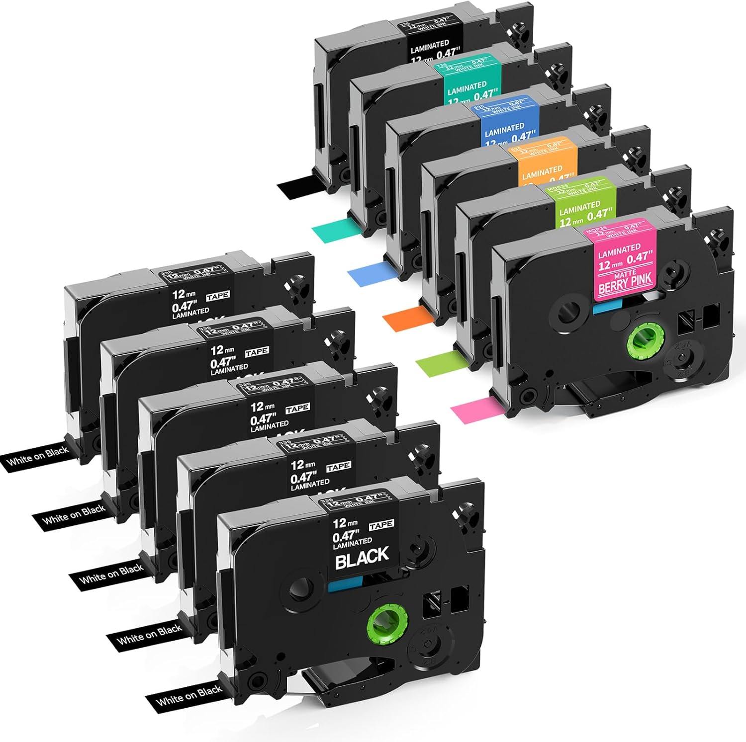 Amazon.com: Replacement for TZe TZ Tape 12mm 0.47 Inch Laminated ...