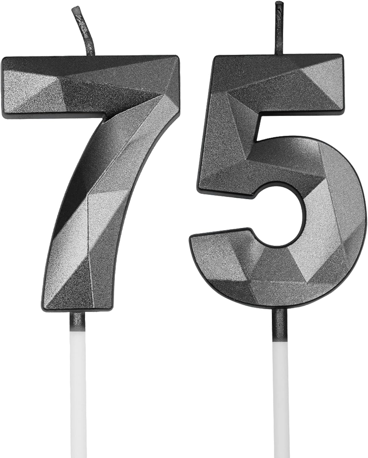Amazon.com: 75th & 57th Birthday Candles for Cake, Black Number 75 57 ...