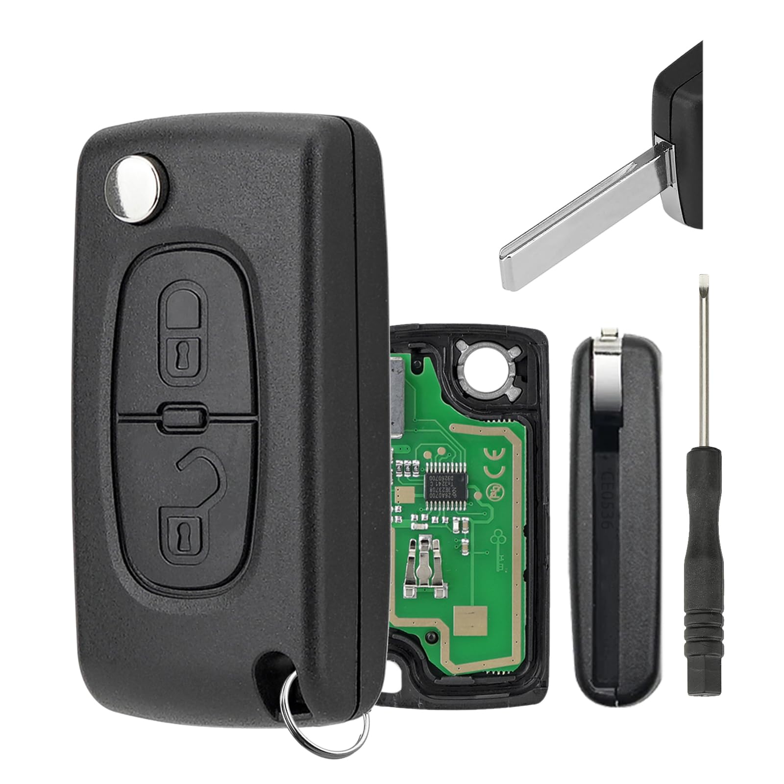 ASK 433MHZ 2 Buttons CE0536 Remote Key Fob For Peugeot 207 307 308 Key ...