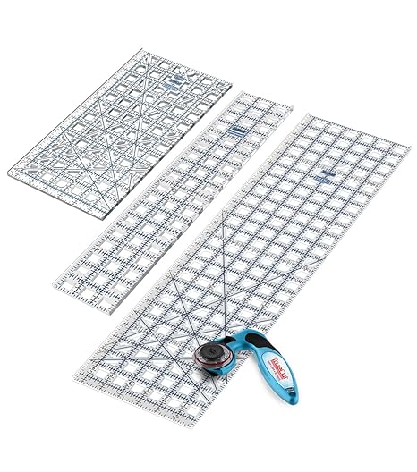 Amazon.com: 3 Rectangle Quilting Rulers and My Comfort Rotary Cutter ...