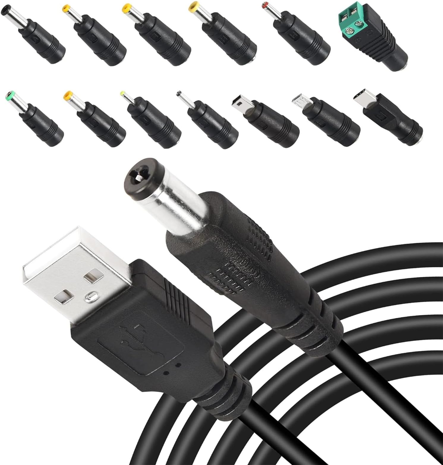 kenable Triple Head USB Power Cable DC 2.5mm 3mm & 3.5mm DC Jack 1.5m ...