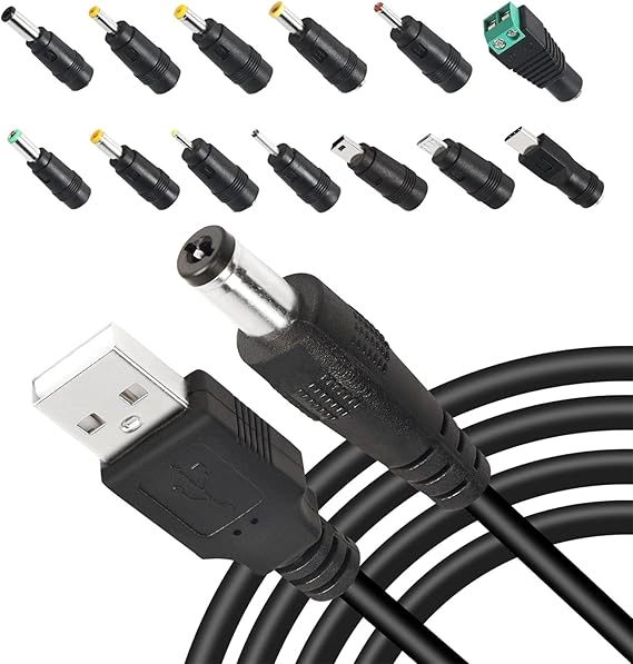 USB to DC 5V Cable,Universal 5V USB Power Chager Cord DC 5.5 X 2.1mm ...