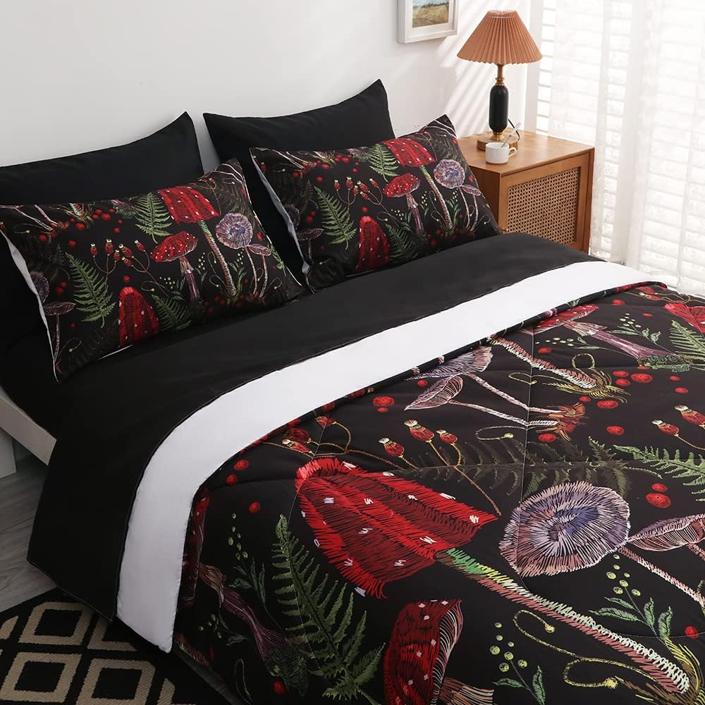 Amazon.com: Gusuhome 7 Piece Mushroom Comforter Set Full/Queen Size ...