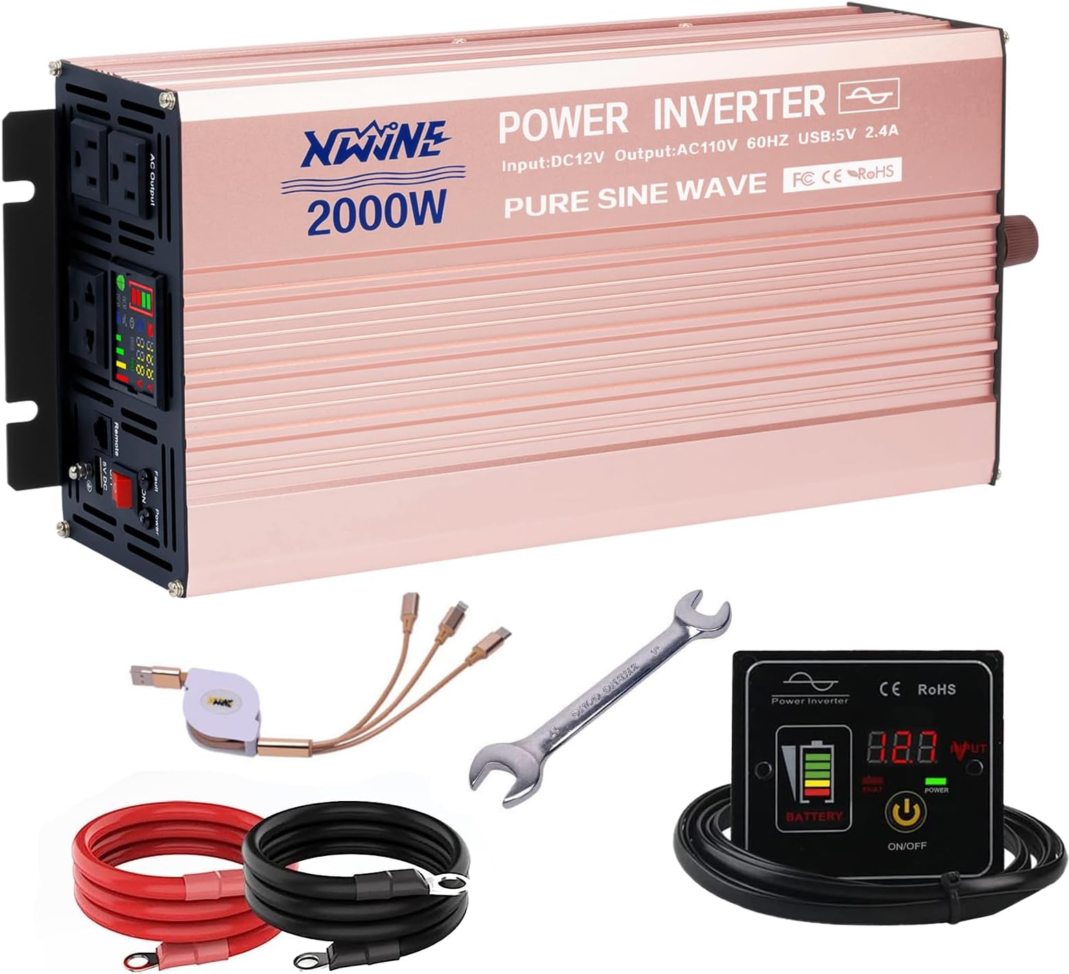 Amazon.com: CHGAOY Power Inverter,3000W Pure Sine Wave Inverter DC 12V ...