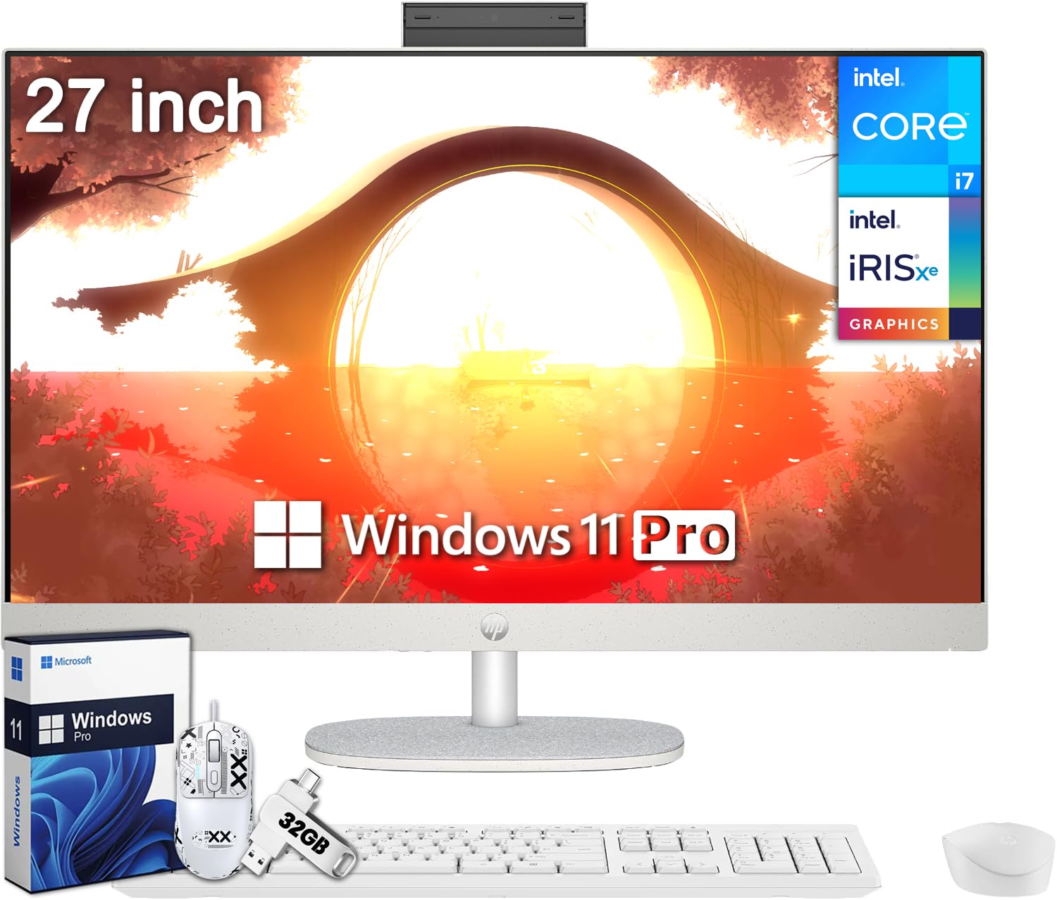 Amazon.com: HP 27 All-in-One Desktop Computer, Windows 11 Pro, 27" FHD ...