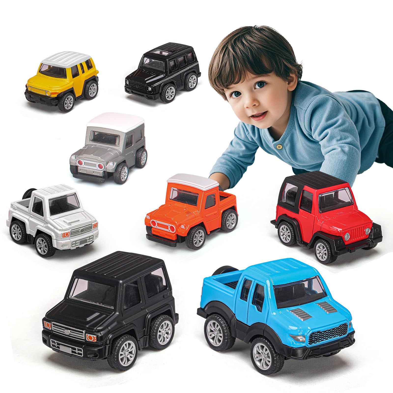 Amazon.com: 8Pcs Pull Back Cars Set,Big Size Toy Cars SUV Diecast Cars ...