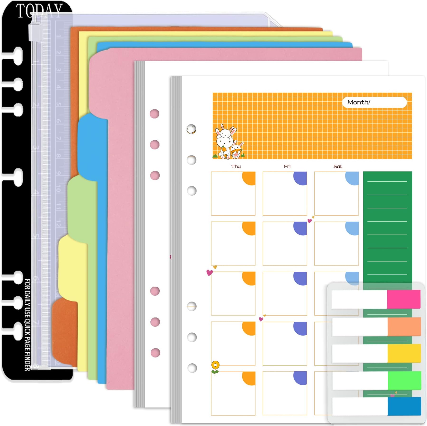 Rancco A5 Planner Inserts Monthly Planner Refills, 90 Pages Colorful 6 ...