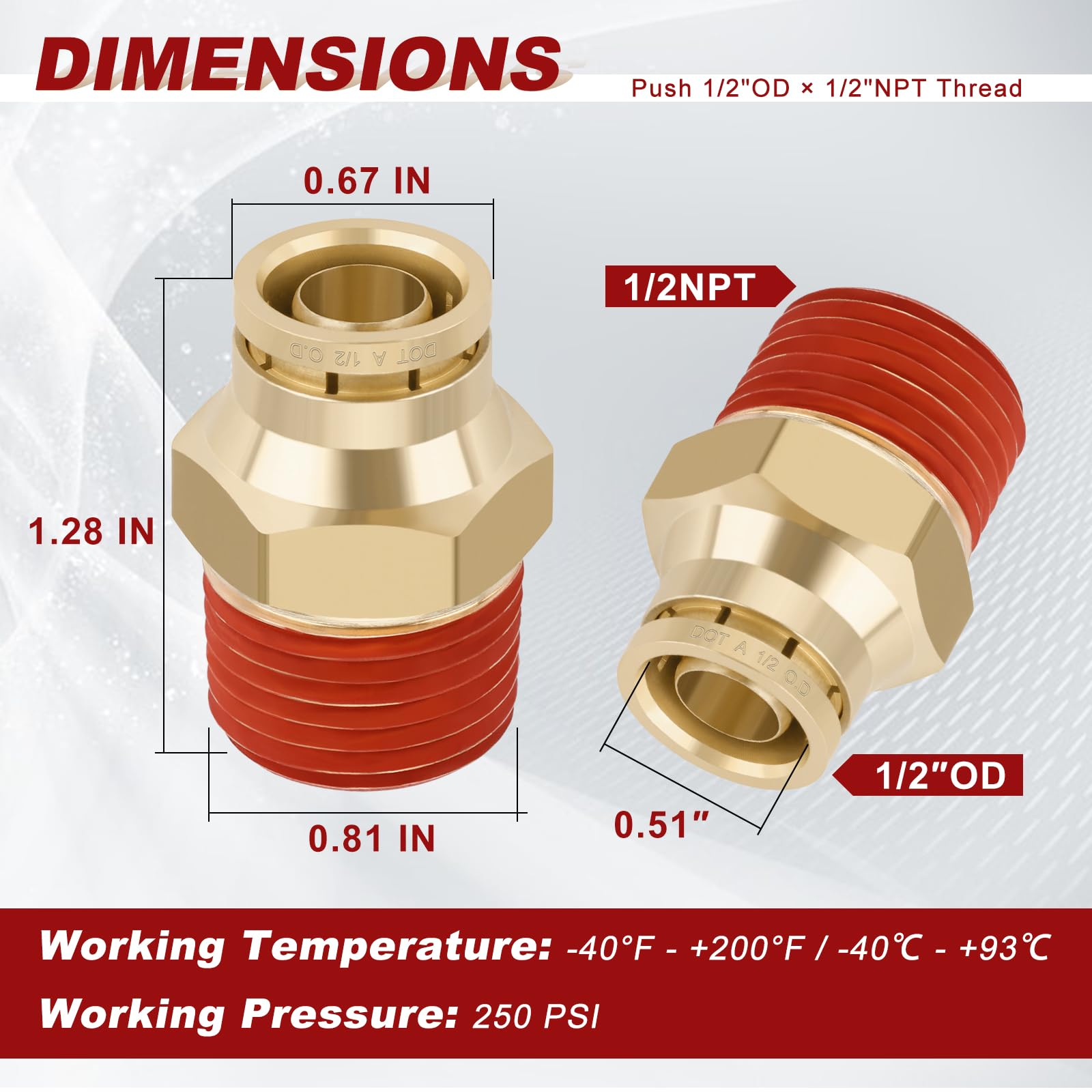 Snapklik.com : Boeray 1/2" Quick Push To Connect Fittings Brass Union ...