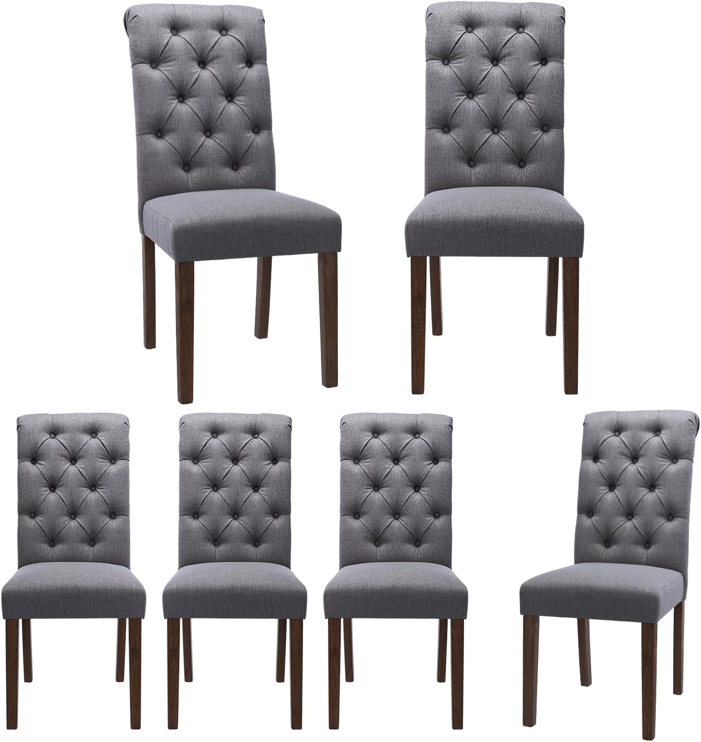 Amazon.com - COLAMY Tufted Dining Chairs Set of 6, Upholstered Parsons ...