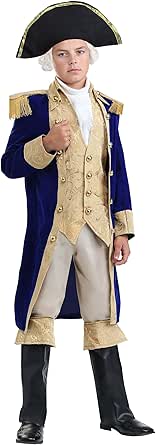 Amazon.com: Kids George Washington Costume for Boys, Navy Blue Founding ...
