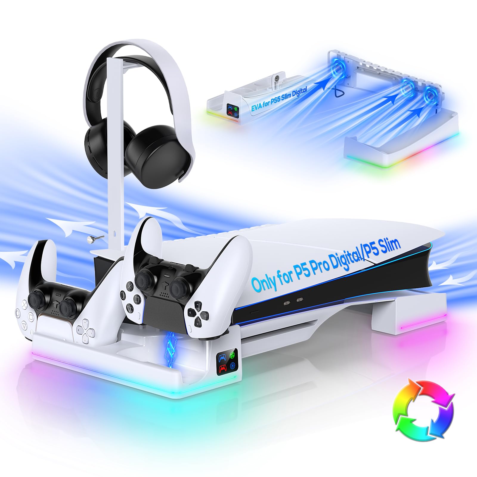 Snapklik.com : RGB Horizontal Charging Stand & Auto Cooling Fan Station ...