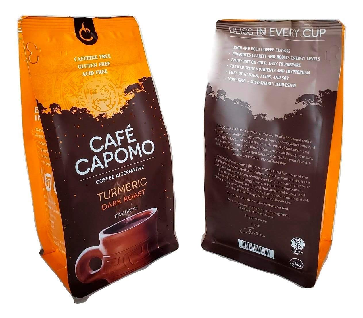 Cafe Capomo con cúrcuma Café de hierbas alternativo libre de cafeína ...