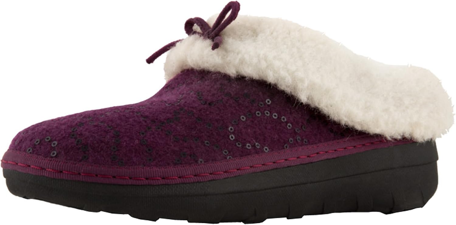 Amazon.com | FitFlop Women's Loaff Snug Sequin Slipper, deep Plum, 11 M ...