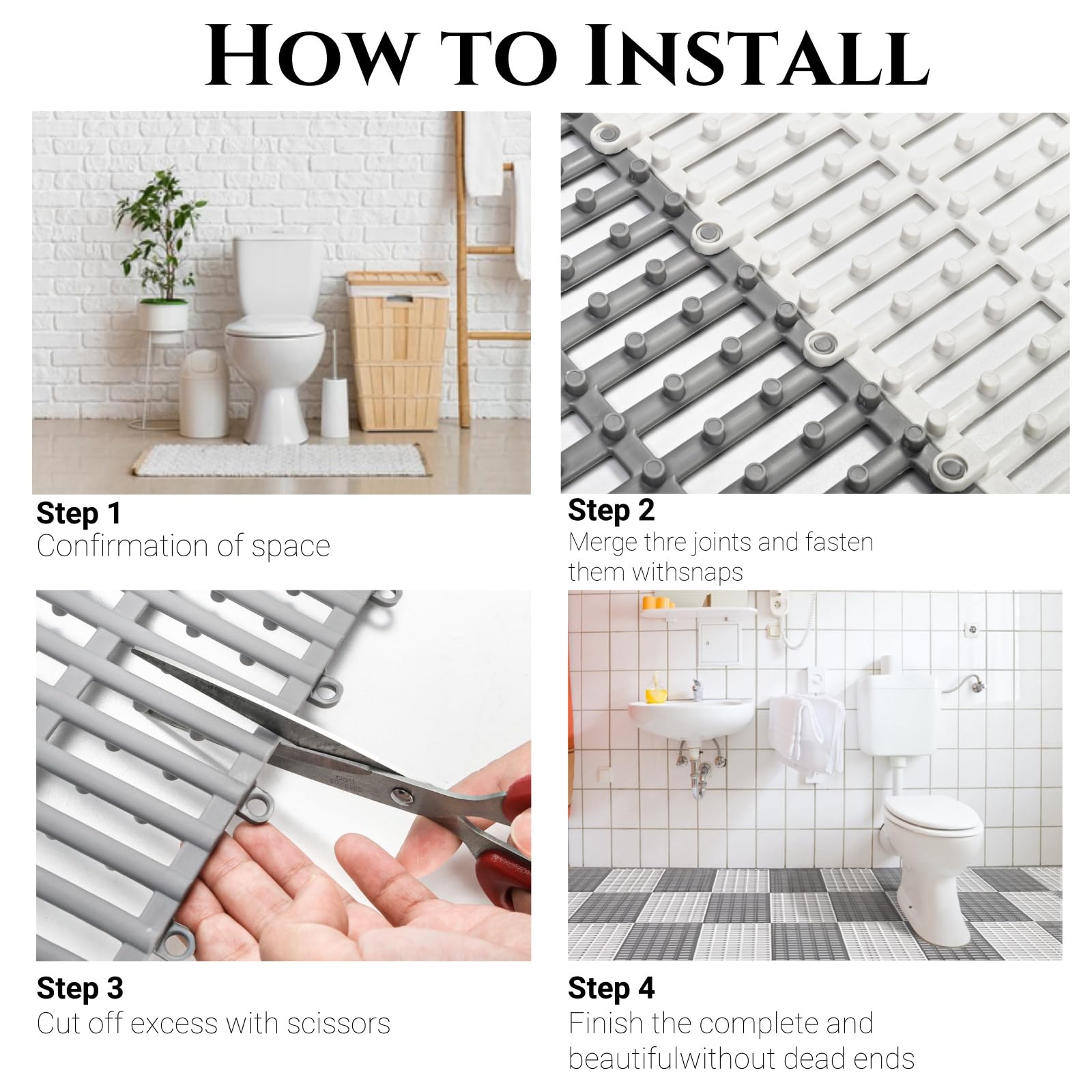 Snapklik.com : 12 Pack Interlocking Shower Floor Tiles, 12"x12" Non ...