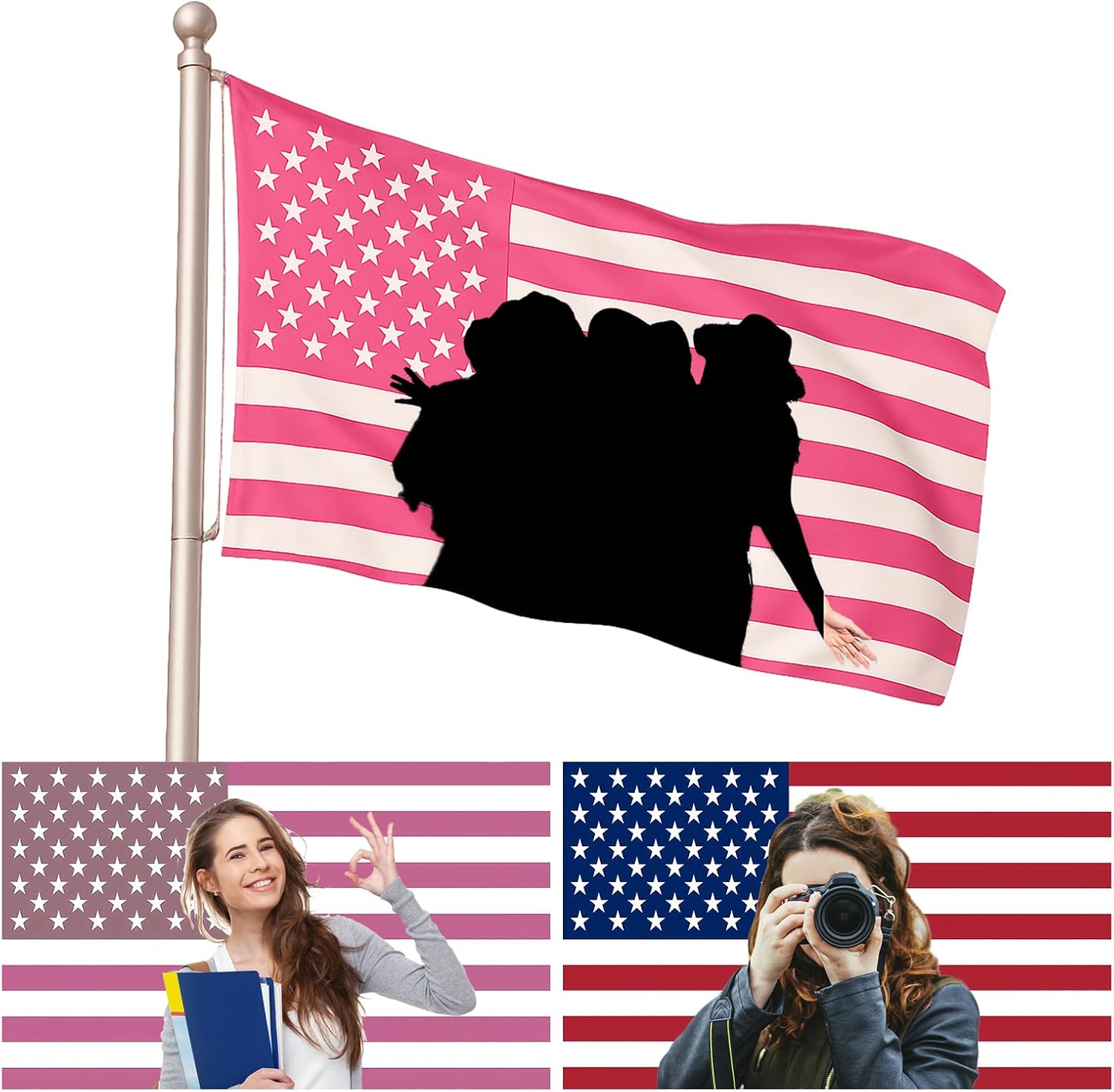 Amazon.com : Custom America Flag 3x5 Ft, Pink American Flags Custom ...