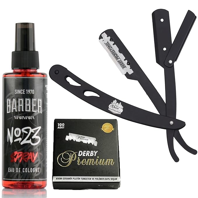 Amazon.com: The Shave Factory Straight Edge Razor Kit (Black/Barber ...
