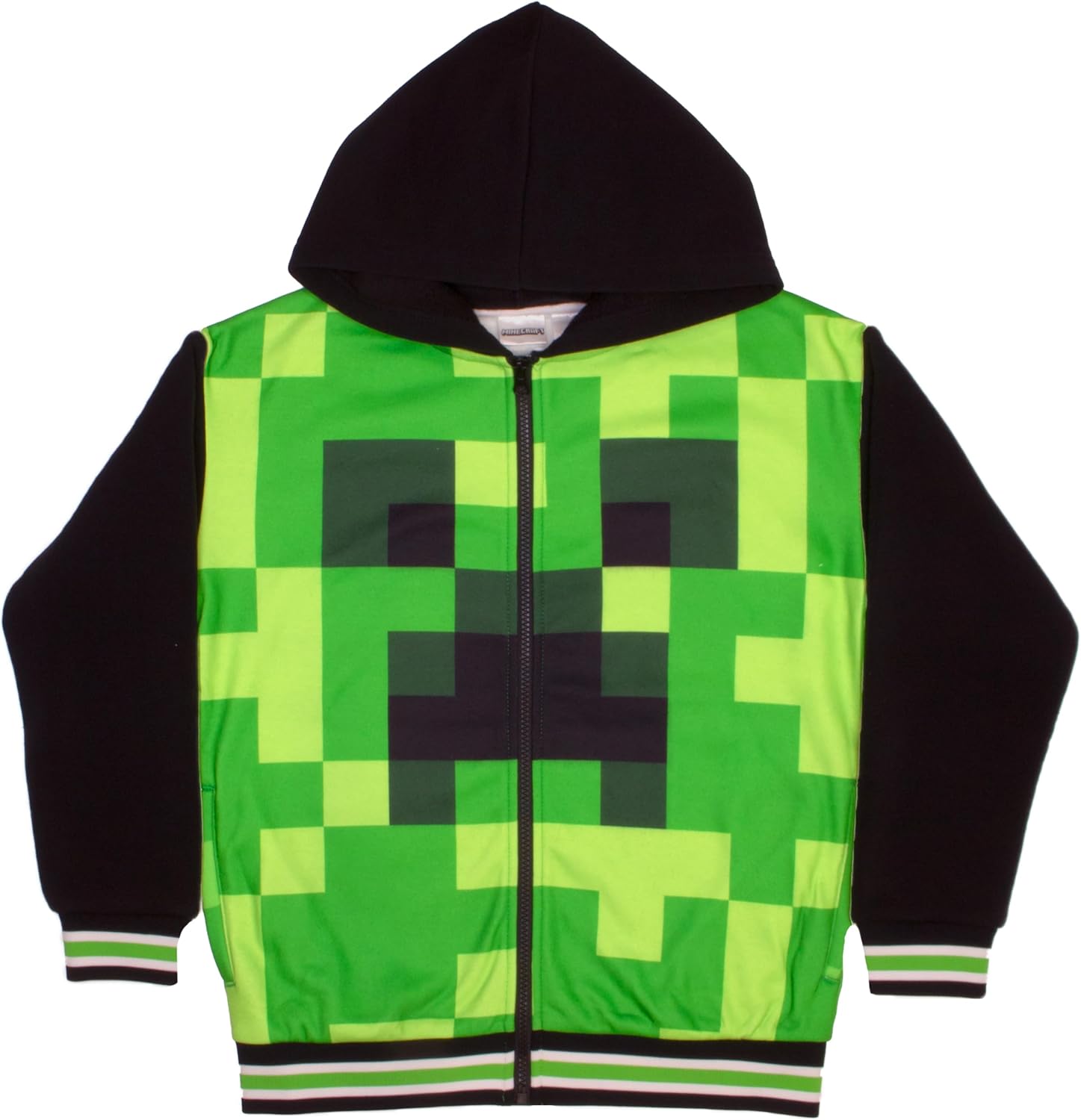 Amazon.com: Minecraft Boys Creeper Zip-Up Hooded Fleece Varsity Jacket ...
