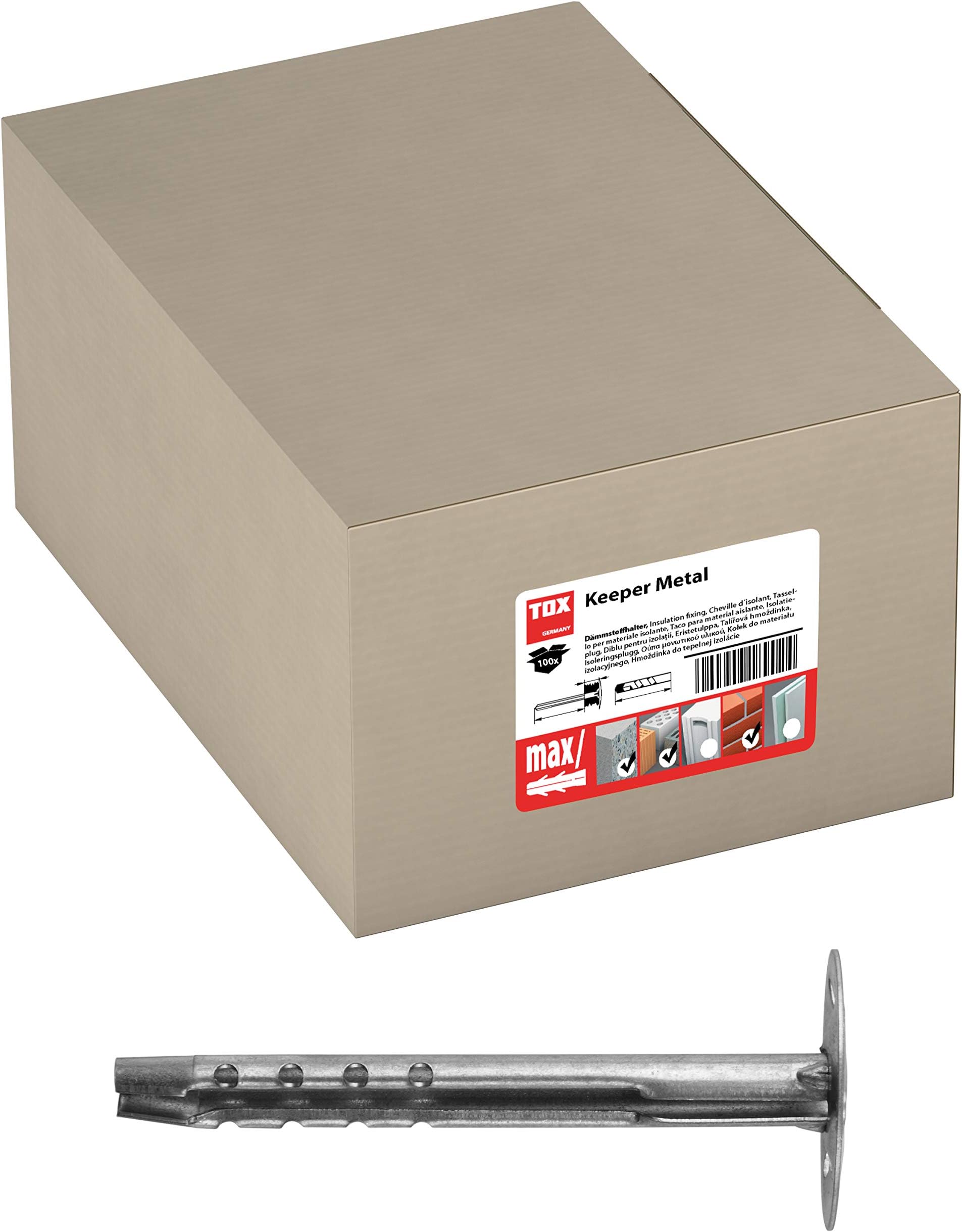 100 Metall Dübel 8 x 110mm, Tellerdübel, Schlagdübel, Dämmstoffdübel ...